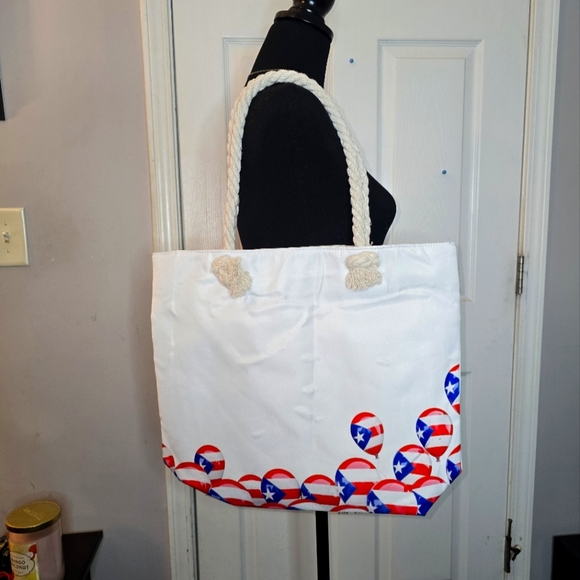 Bags | Nwot White Tote Bag Design With Puerto Rican Balloons Flags ...